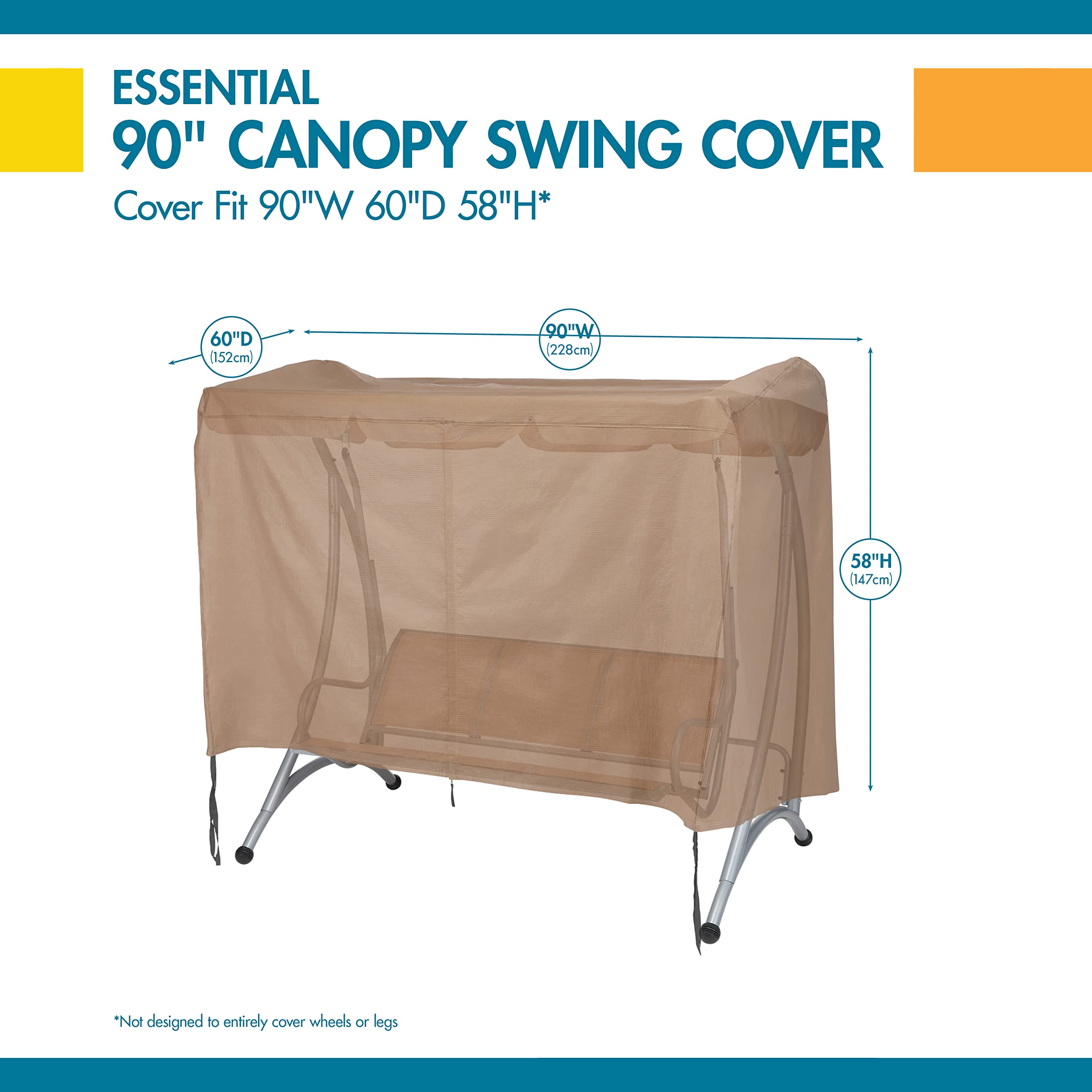 Duck Covers Essential Water-Resistant 90 Inch Canopy Swing Cover, Outdoor Swing Cover