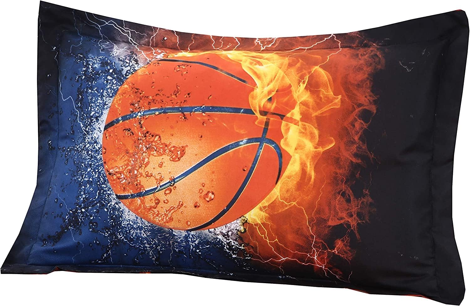 SDIII 4Pcs Fiery Basketball Sheet Set Twin, Basketball with Special Effects Sheet Set, Super Soft Microfiber, Wrinkle and Fade Resistant, for Boys Men and Basketball Sports Lovers, Twin