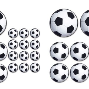 Beistle Soccer Ball Cutouts, 4", 8", 12", White and Black