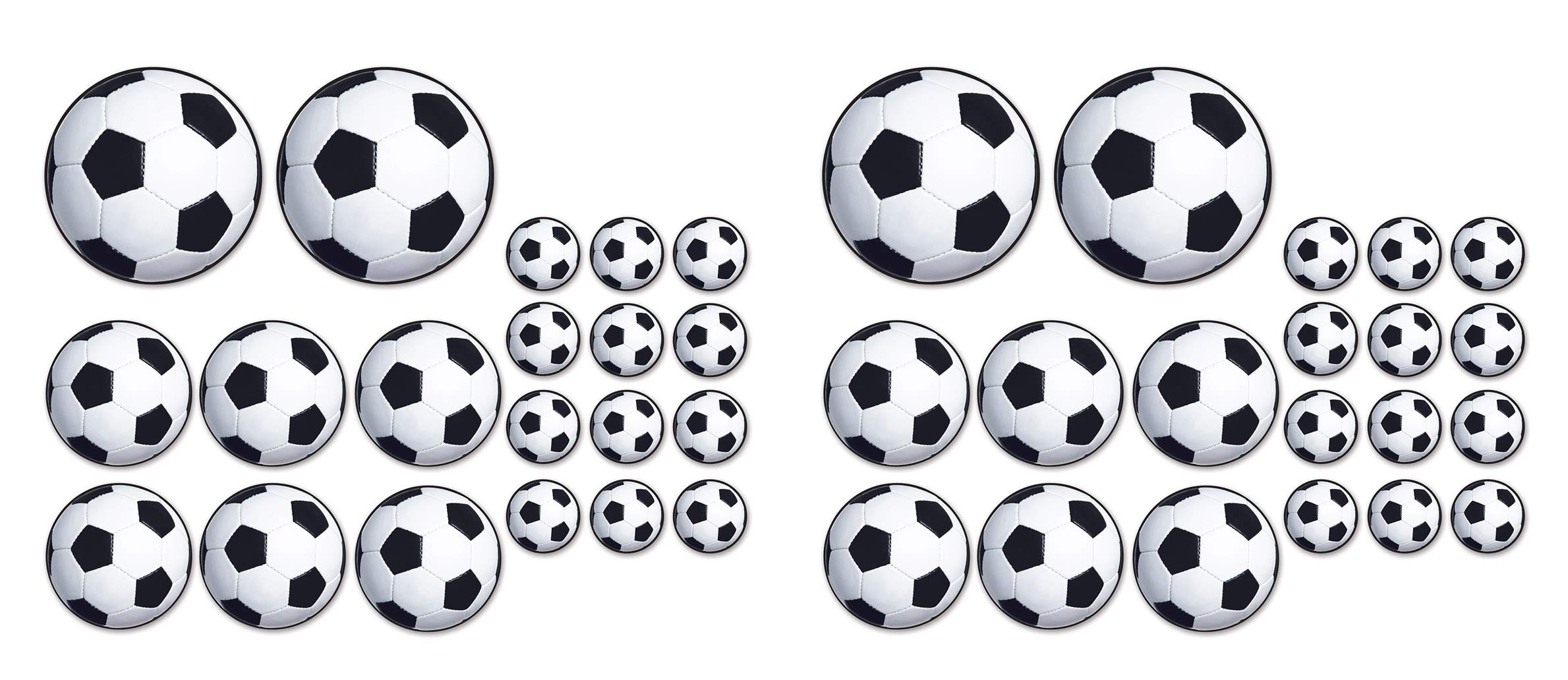 Beistle Soccer Ball Cutouts, 4", 8", 12", White and Black