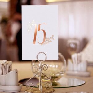 Rose Gold Table Numbers for Wedding by Sweetzer & Orange - 1 to 25 Elegant Table Number Cards for Weddings, Bar Mitzvah, Quinceanera Decorations, Restaurant and More! Premium Paper Table Numbers