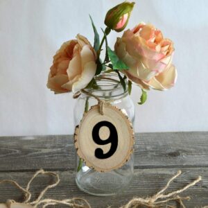 FRECI 10pcs 1-10 Wedding Table Numbers Wooden Table Numbers Hanging Wood Slice Wedding Table Centerpieces for Arts Crafts Wall Decor Wedding DIY Projects