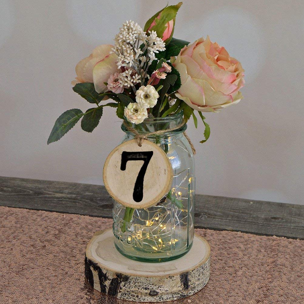 FRECI 10pcs 1-10 Wedding Table Numbers Wooden Table Numbers Hanging Wood Slice Wedding Table Centerpieces for Arts Crafts Wall Decor Wedding DIY Projects