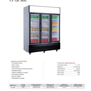 Commercial Refrigerator Glass 3-door Swing NSF Merchandiser Beverage Display Cooler Beverage Drink Cooler, ETL,NSF certified, Upright, Capacity 69 cuft, 74" Width 110V GDM-69Bdup