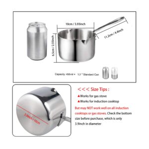 IMEEA 10oz/300ml Butter Coffee Milk Warmer Mini Butter Melting Pot with Dual Pour Spout 18/10 Tri-Ply Stainless Steel