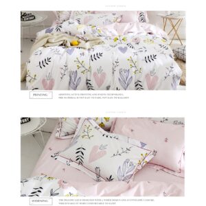 HighBuy Girls Duvet Cover Twin Floral Aesthetic Bedding Set White Pink Premium Cotton Teens Flower Kids Coquette Bedding Comforter Cover Soft Branches Bedding Collection Pink