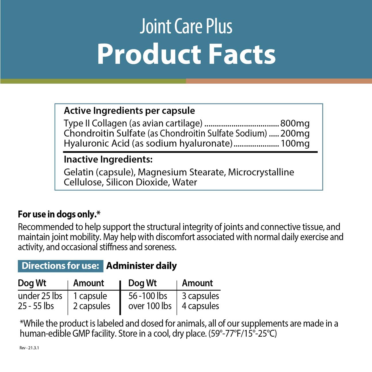 JustFoodForDogs Joint Care Plus, Dog Joint Supplement, Type II Collagen & Chondroitin Sulfate - 60 Count