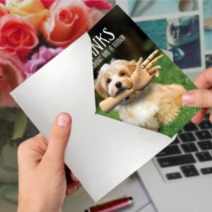 NobleWorks - 1 Funny Thank You Greeting Card - Animal Thanks and Gratitude Notecard Stationery - Lending a Hand C6877TYG