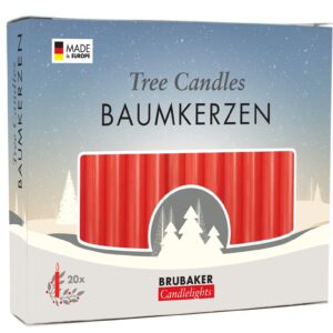 Set of BRUBAKER Christmas Pyramid 3-Tier 18 Inches + 20 Red Candles + Stick-Um Candle Adhesive