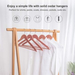 ELONG HOME Cedar Hangers, 12 Pack Sturdy Wooden Hangers with 360 Degree Swivel Hook, Smooth Surface Wood Coat Hangers with Cedar Scent for Refreshing Closet