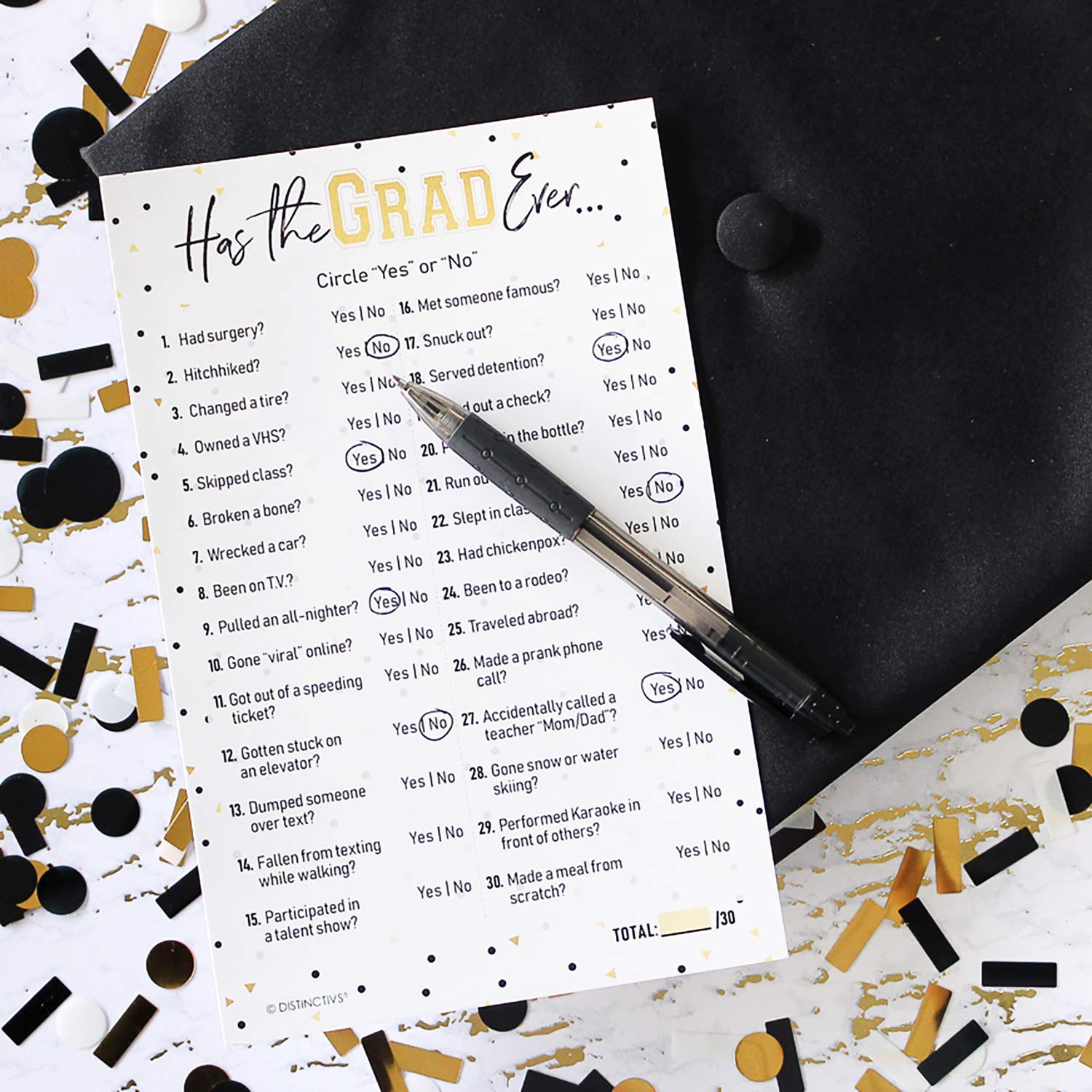 DISTINCTIVS Grad Party Games, Has The Grad Ever Graduation Party Game - 25 Count