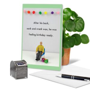 NobleWorks -1 Funny Men's Birthday Card with Envelope - Man Joke, Notecard for Happy Birthdays - Body Waxes C6950BDG