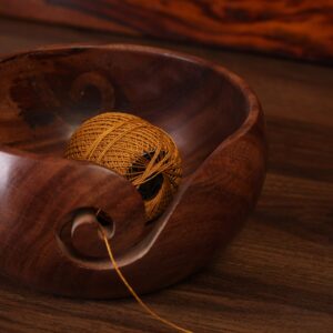 Rusticity® Wooden Yarn Bowl, Knitting & Crochet Holder | Sheesham Wood | Handmade | (6x6x3 in)