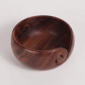 rusticity® wooden yarn bowl, knitting & crochet holder | sheesham wood | handmade | (6x6x3 in)