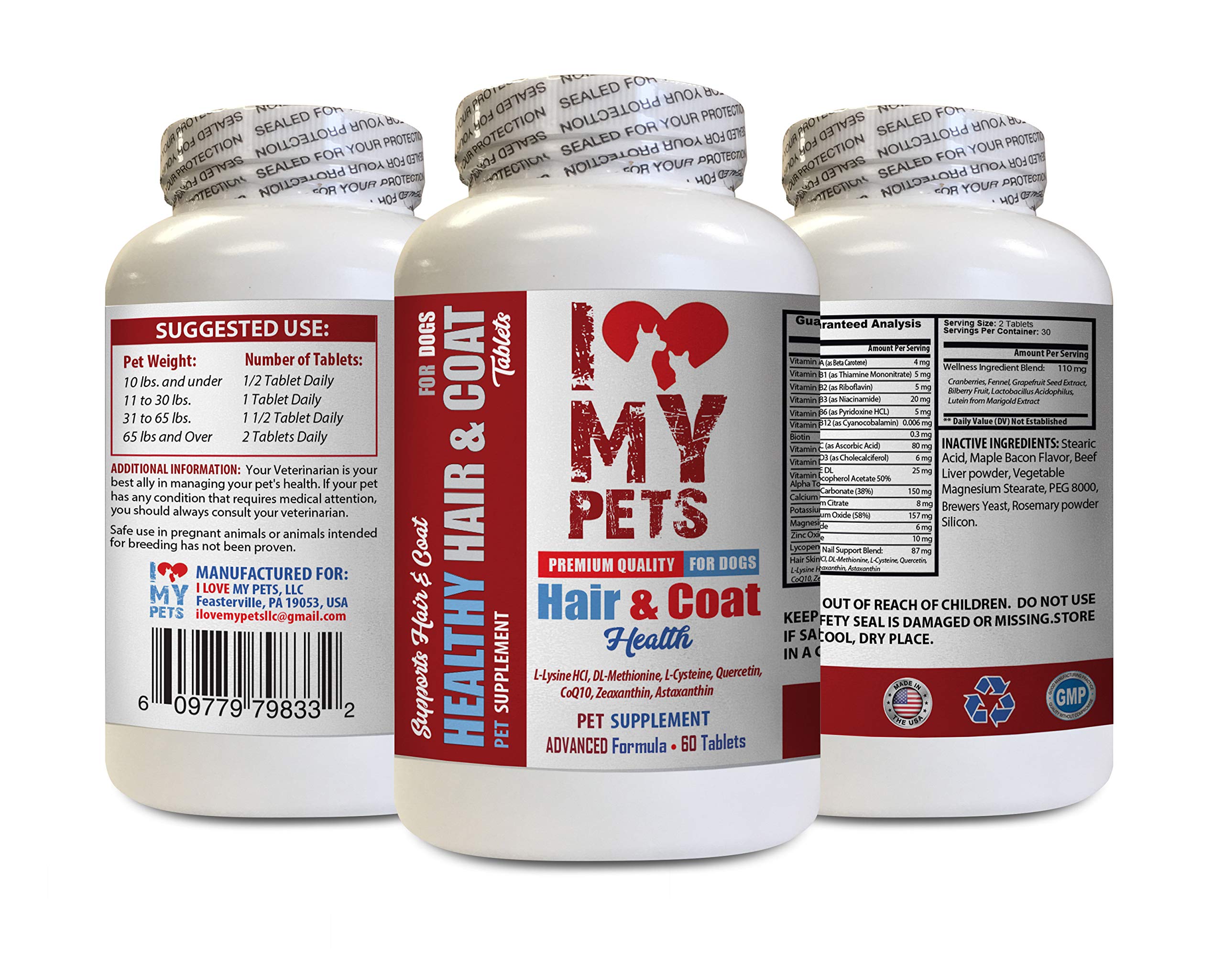 I LOVE MY PETS LLC Dog Immune Treats - Dog Healthy Hair and Coat - Premium Formula - Chews - Vitamin e for Dogs Skin - 60 Treats (1 Bottle)