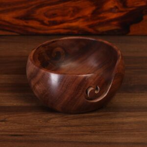 Rusticity® Wooden Yarn Bowl, Knitting & Crochet Holder | Sheesham Wood | Handmade | (6x6x3 in)