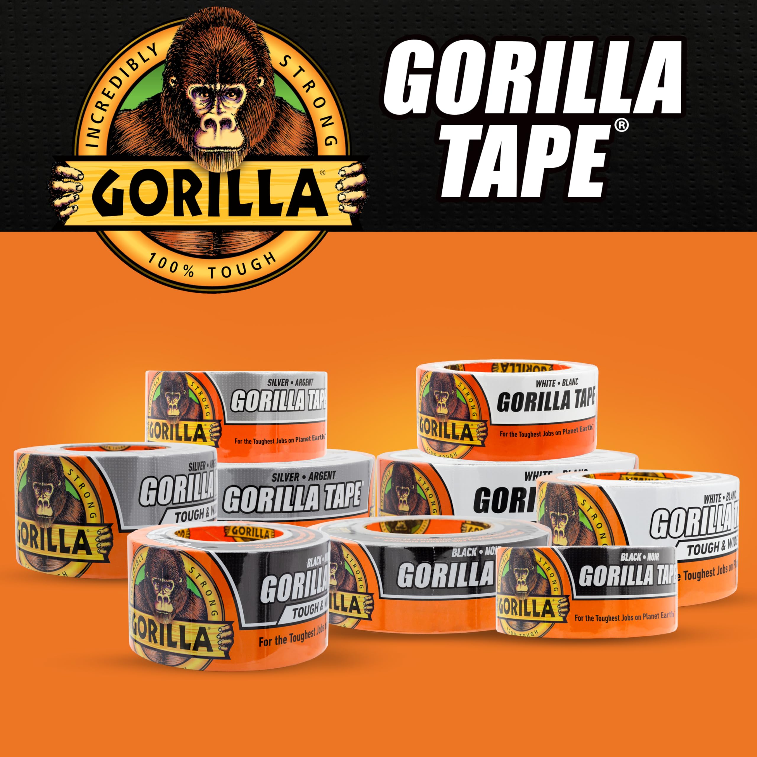 Gorilla Tough & Wide Duct Tape, 2.88" x 25 yd, White, (Pack of 1)