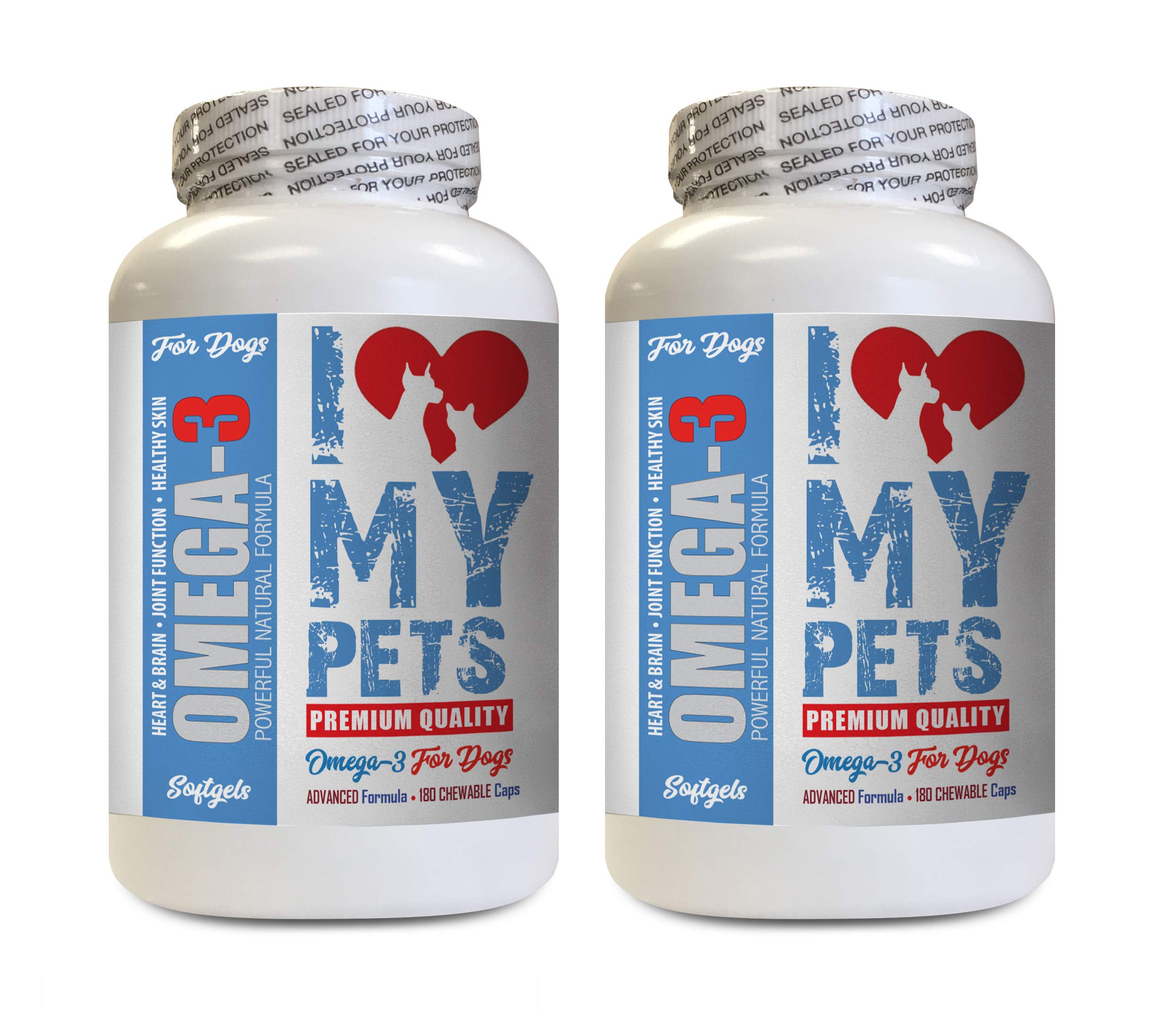 I LOVE MY PETS LLC Dog Joint Health Care - Omega 3 Fish Oil for Dogs - Advanced Premium Quality - Dog Memory Supplement - 360 Softgels (2 Bottles)