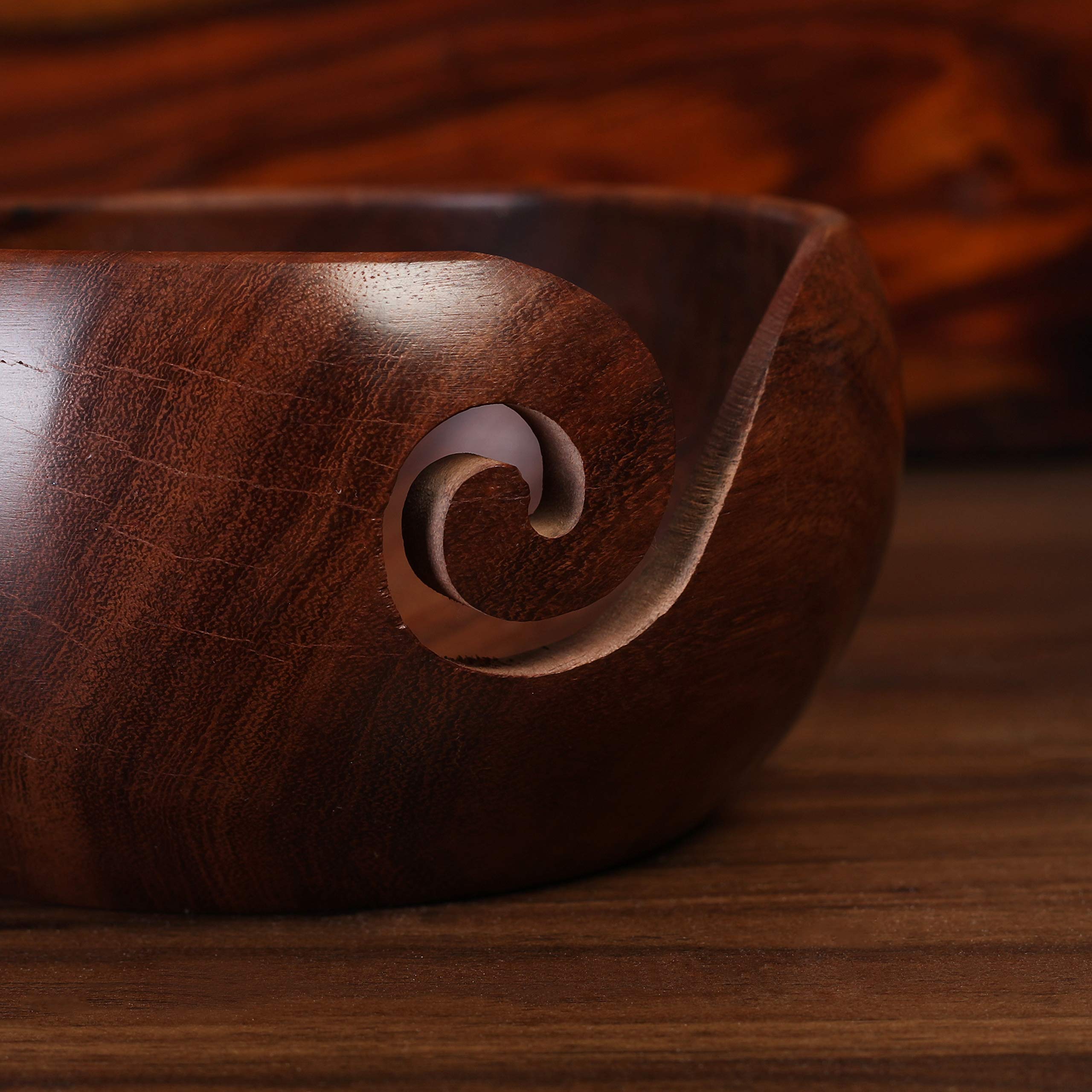 Rusticity® Wooden Yarn Bowl, Knitting & Crochet Holder | Sheesham Wood | Handmade | (6x6x3 in)