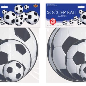 Beistle Soccer Ball Cutouts, 4", 8", 12", White and Black