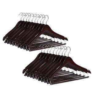 quality hangers wooden hangers beautiful sturdy suit coat hangers with locking bar chrome hooks (20)