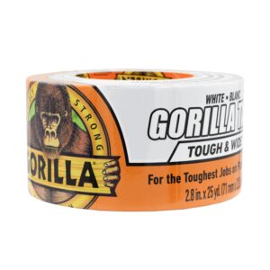 gorilla tough & wide duct tape, 2.88" x 25 yd, white, (pack of 1)