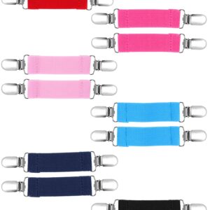 Zhanmai 6 Pairs Dress Clips Elastic Mitten Clips Stainless Steel Brooch Clip for Women Mitten Clips for Adults(18 cm, Multicolored)