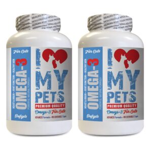 I LOVE MY PETS LLC cat Skin and Itch Relief Treats - Omega 3 Fatty ACIDS for Cats - Best Health Option - Premium - Anti inflammatory Supplement for Cats - 360 Softgels (2 Bottles)