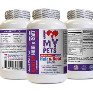 I LOVE MY PETS LLC Skin Support for Dogs - PET Healthy Hair and Coat - for Dogs and Cats - Premium Formula - Vitamin c for Dogs Pills - 1 Bottle (60 Treats)