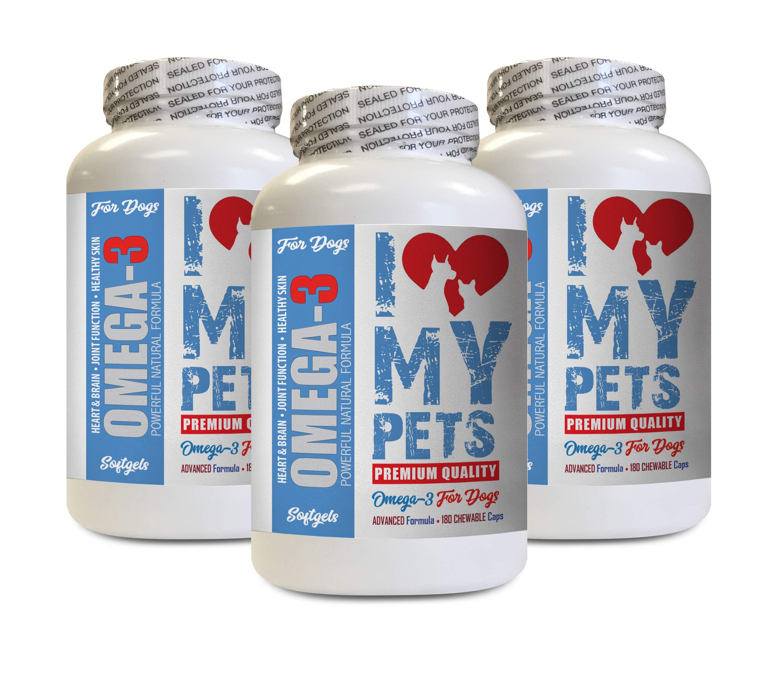 I LOVE MY PETS LLC Dog Joint Supplement Liquid - Omega 3 Fish Oil for Dogs - Advanced Premium Quality - Dog Skin Allergy Supplement - 540 Softgels (3 Bottles)