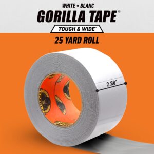 Gorilla Tough & Wide Duct Tape, 2.88" x 25 yd, White, (Pack of 1)