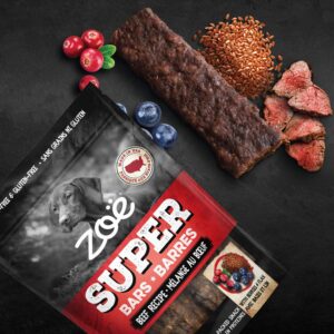 Zoe Super Bar Natural Dog Treats, Protein-Packed, Grain-Free and Gluten-Free, Made in The USA Only, Beef Recipe, 6 oz, 92017