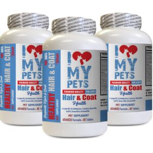 I LOVE MY PETS LLC cat Skin and Coat Supplement - CAT Hair and Coat Health - Healthy Skin - Premium Quality Treats - cat Dry Skin - 3 Bottles (180 Tablets)