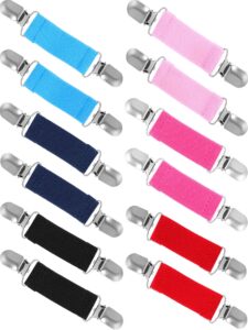 zhanmai 6 pairs dress clips elastic mitten clips stainless steel brooch clip for women mitten clips for adults(18 cm, multicolored)