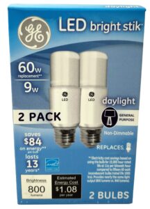 ge led bright stik daylight 9 watt non-dimmable 2 count