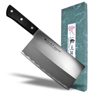 seki japan masamune, japanese meat vegetable cleaver, stainless steel professional butcher knife, pom handle, 7.1 inch (180mm)