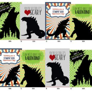 Silly Goose Gifts Monster Zilla Themed Valentines Day Card for Kids School Classroom Exchange (Set of 24) Sharing Gift Giving Valentine's Children