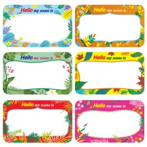 300 pcs name tag label sticker in 6 designs with perforated line for school office home (3.5"x2.2" each) …