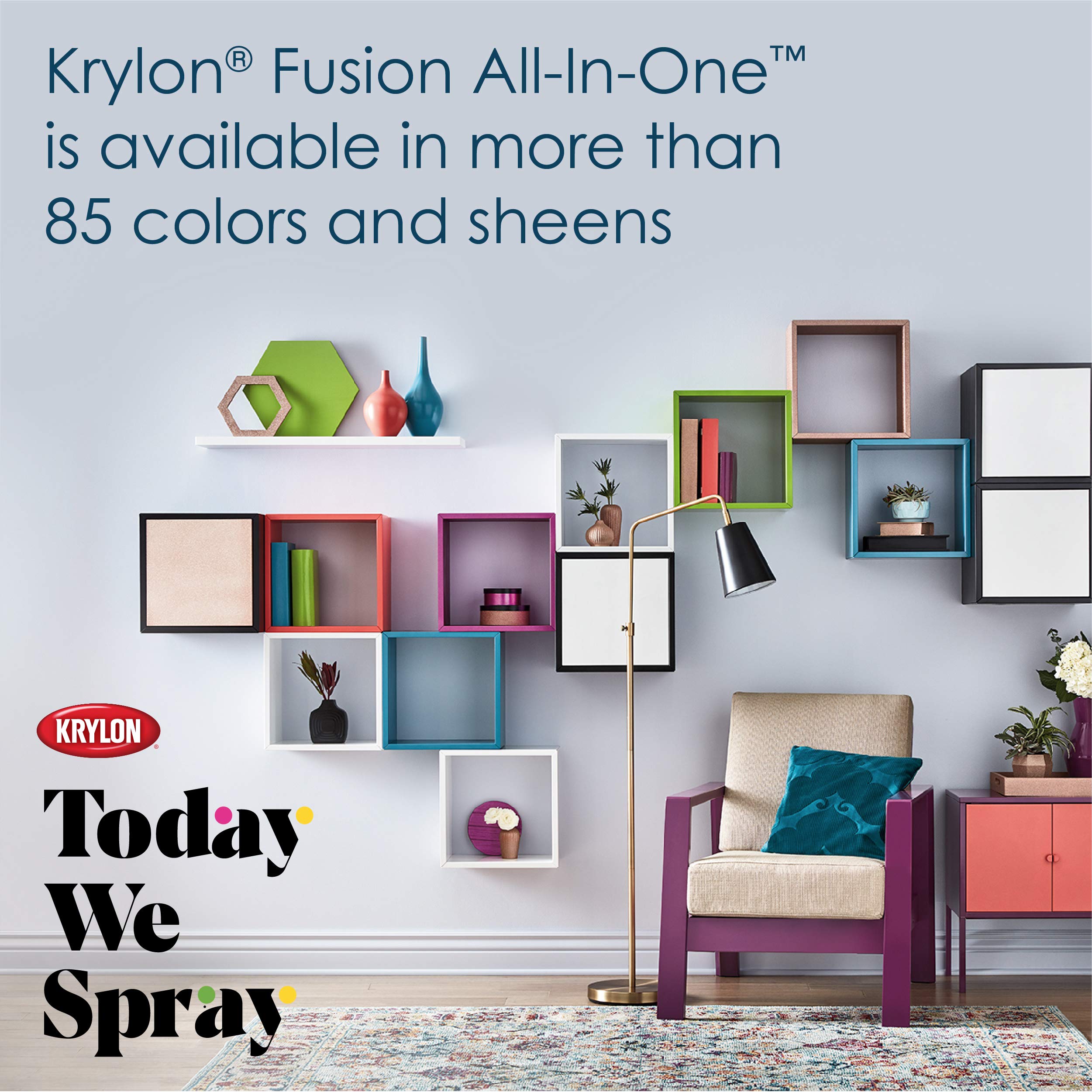 12 oz Krylon K02754007 Black Fusion All-In-One Paint & Primer Spray Paint, Matte