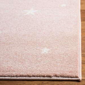 SAFAVIEH Carousel Kids Collection Accent Rug - 4' x 6', Pink & Ivory, Doe Design, Non-Shedding & Easy Care, Ideal for High Traffic Areas for Boys & Girls in Playroom, Nursery, Bedroom (CRK191P)