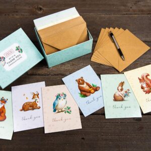 Sweetzer & Orange Woodland Animal Thank You Cards Bulk Box Set of 48 Blank Cards with Envelopes - Baby Shower Note Cards, Wedding Thank You Cards or Bridal Shower Thank you Card