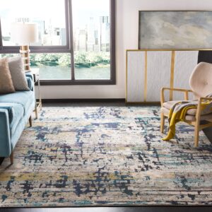 safavieh madison collection area rug - 8' x 10', cream & blue, modern abstract design, non-shedding & easy care, ideal for high traffic areas in living room, bedroom (mad469b)