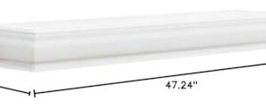 Beaumont Lane Modern Wood Extra Long Floating Wall Shelf in Pure White, Assembled