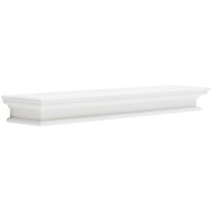 beaumont lane modern wood extra long floating wall shelf in pure white, assembled