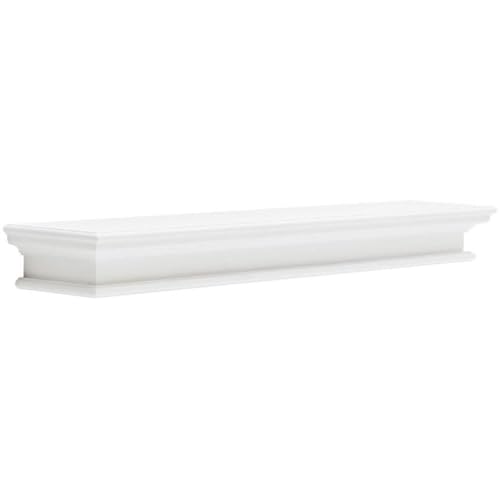 Beaumont Lane Modern Wood Extra Long Floating Wall Shelf in Pure White, Assembled