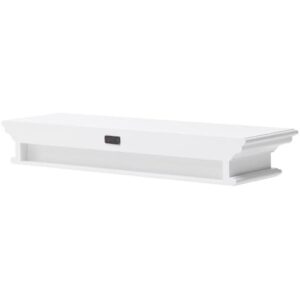 Beaumont Lane Modern Wood Extra Long Floating Wall Shelf in Pure White, Assembled