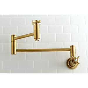 Kingston Brass KS8107ZX Wall Mount Pot Filler Kitchen Faucet, Brushed Brass, 13 x 5.06 x 8