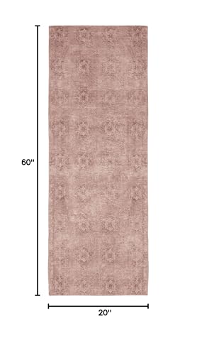 French Connection Home Fontayne Vintage Jacquard Accent Rug, 20"x60", Blush