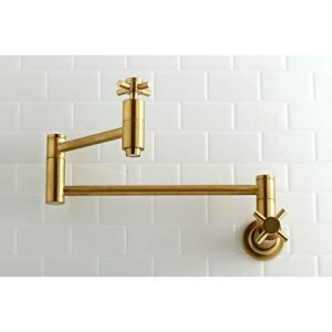 Kingston Brass KS8107DX Wall Mount Pot Filler Kitchen Faucet, Brushed Brass