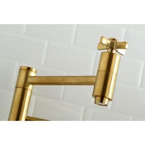 Kingston Brass KS8107ZX Wall Mount Pot Filler Kitchen Faucet, Brushed Brass, 13 x 5.06 x 8